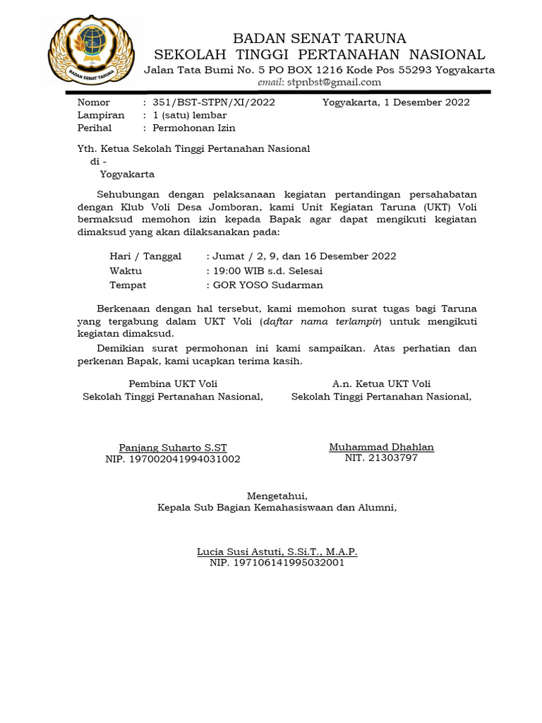 BST-STPN X 2022 Permohonan Izin | PDF