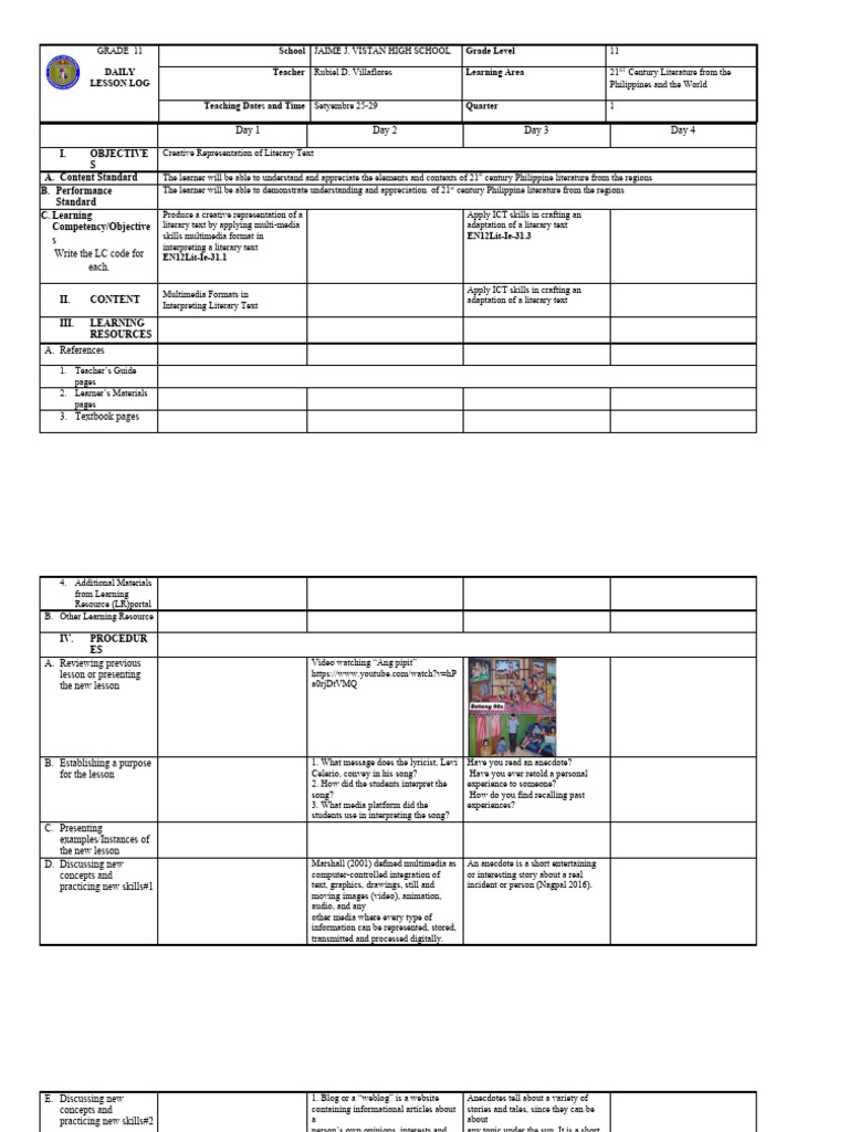 DLL-21ST (4TH Week) | PDF | Multimedia | Learning