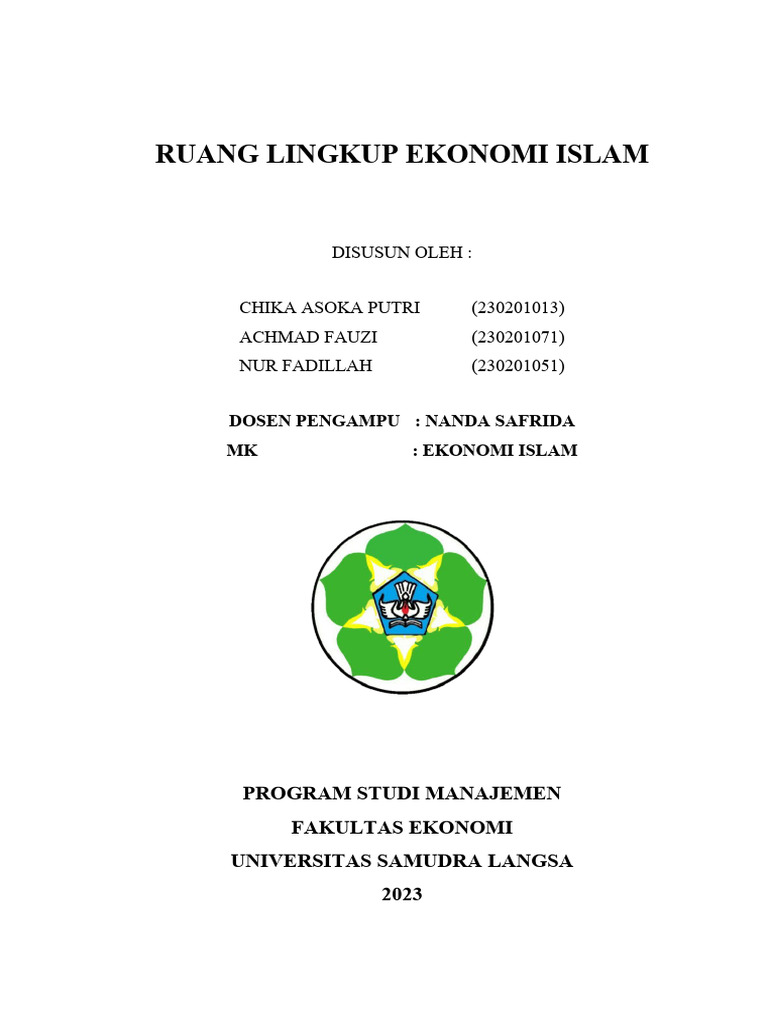 Makalah RUANG LINGKUP EKONOMI ISLAM | PDF