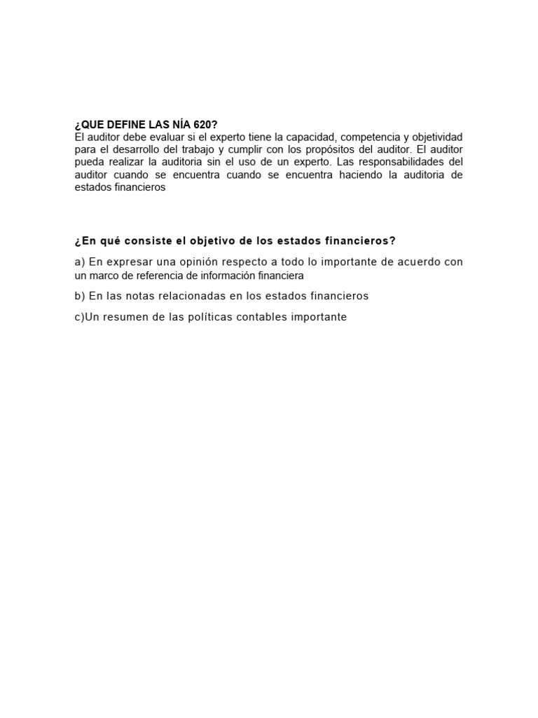 Evaluación de NIA 620 en Auditoría | PDF | Finanzas y dinero