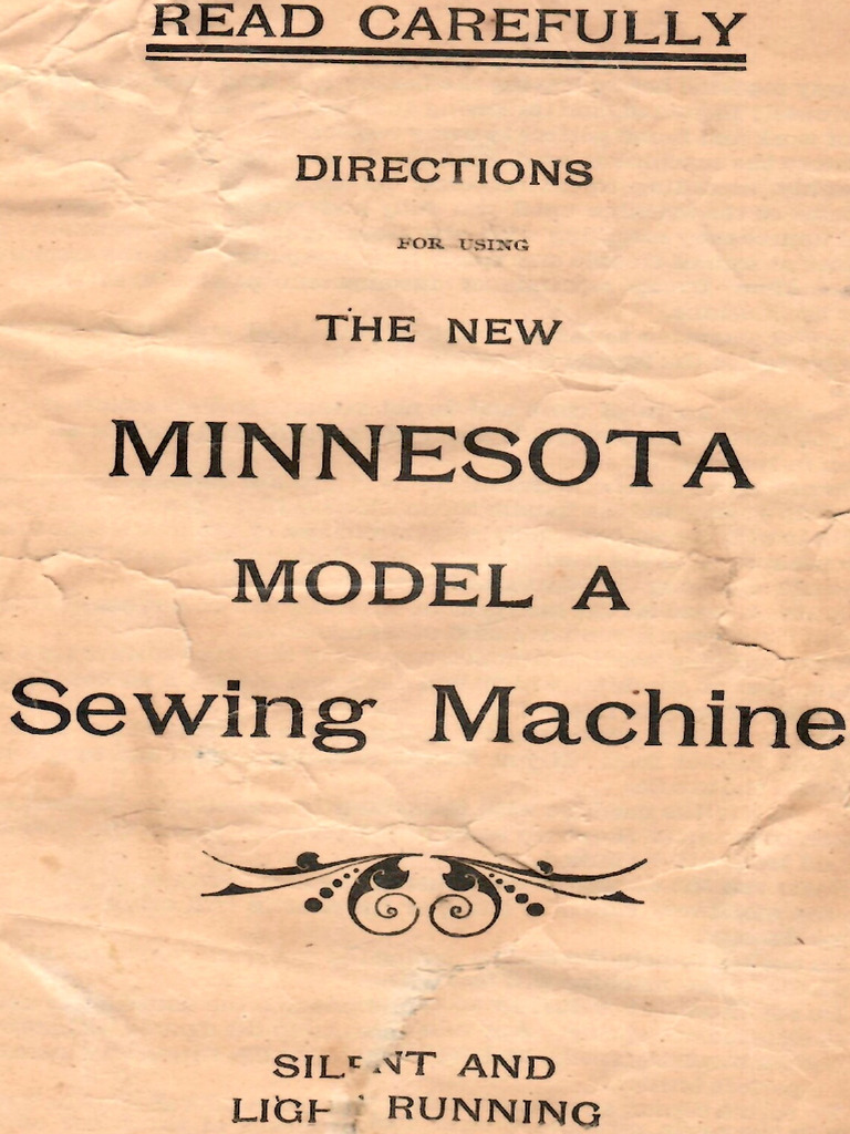 New Minnesota Model A Sewing Machine Instruction Manual | PDF