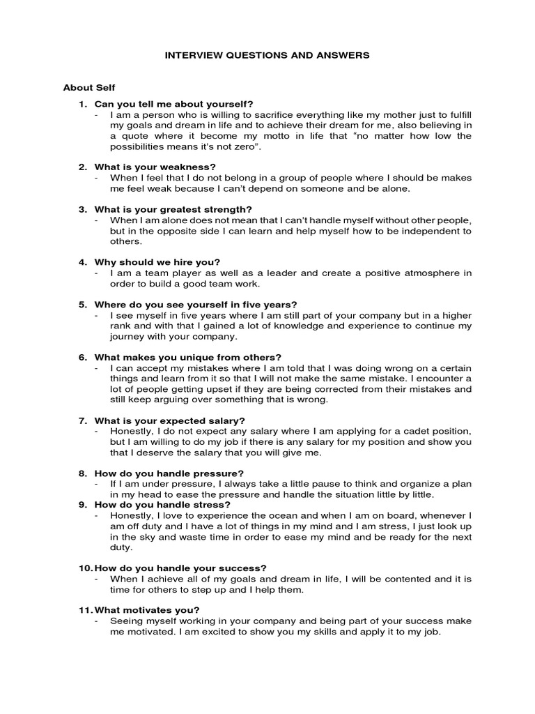Interview Questions and Answers | PDF
