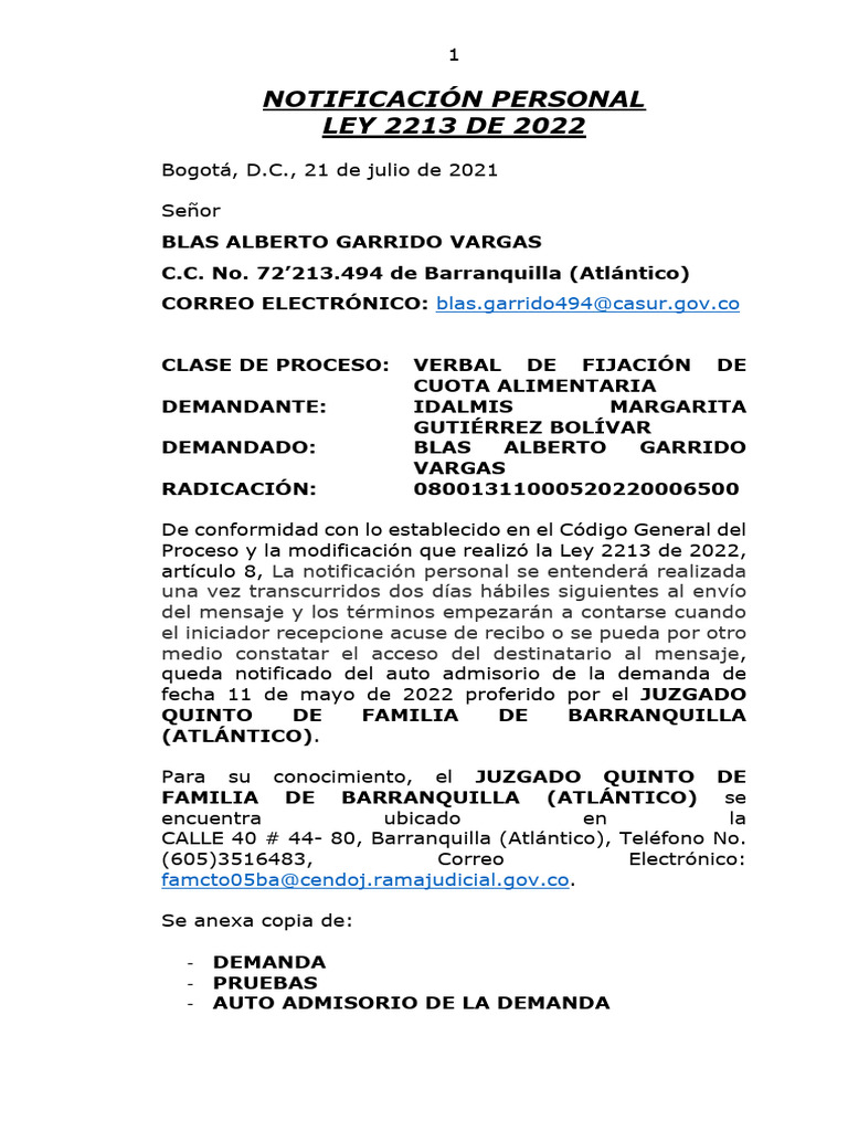 Notificación Personal Idalmis-1 | Descargar gratis PDF | Mandato ...