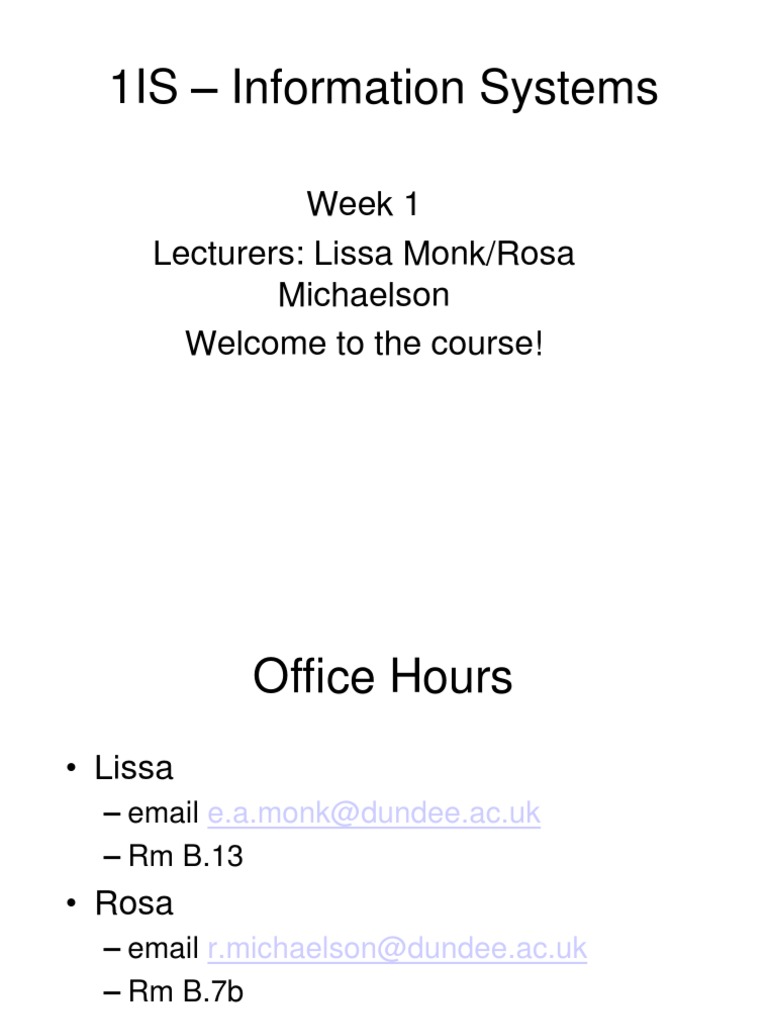 Week 1 Lectures | PDF | Information | Information System