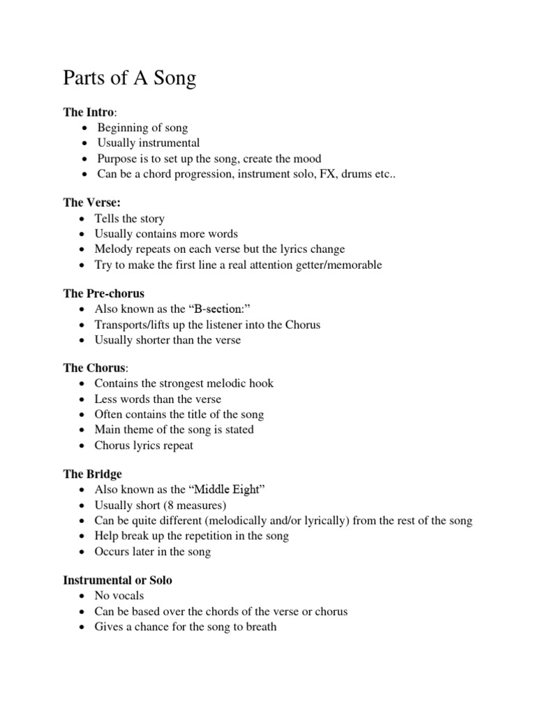 Parts of a Song Explained | PDF