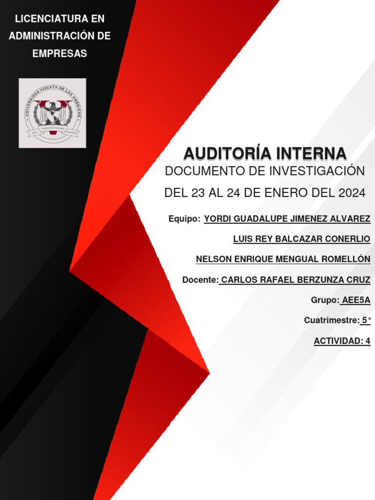 Act.4 - 1° Parcial - 5° Cuatri - AUDITORÍA INTERNA | PDF | Contabilidad | Gestión de recursos ...