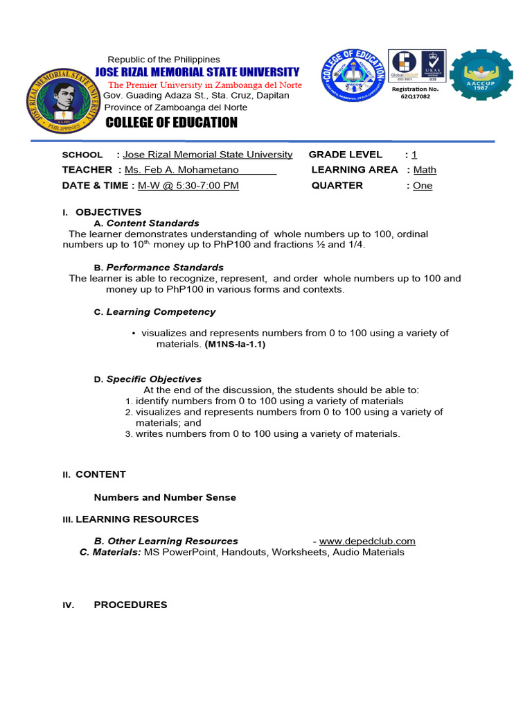 Lesson Plan MATH-2 | PDF