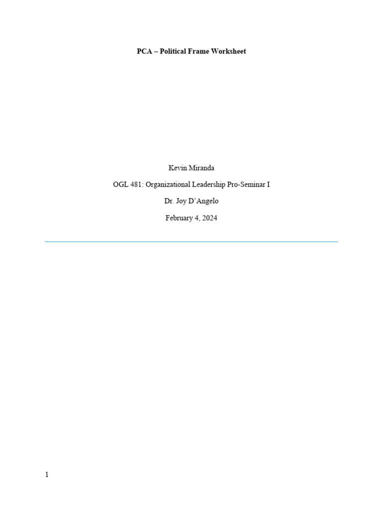 4 Political Frame Worksheet-1 | PDF | Leadership | Decision Making