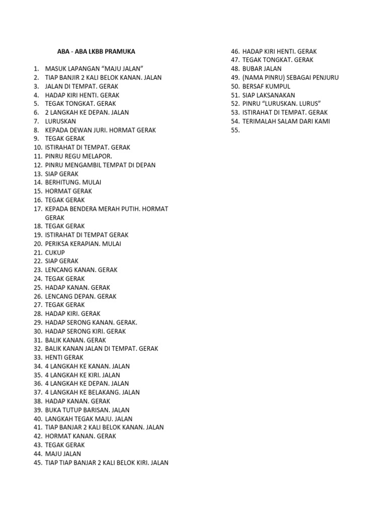 Panduan Aba-Aba LKBB Pramuka | PDF