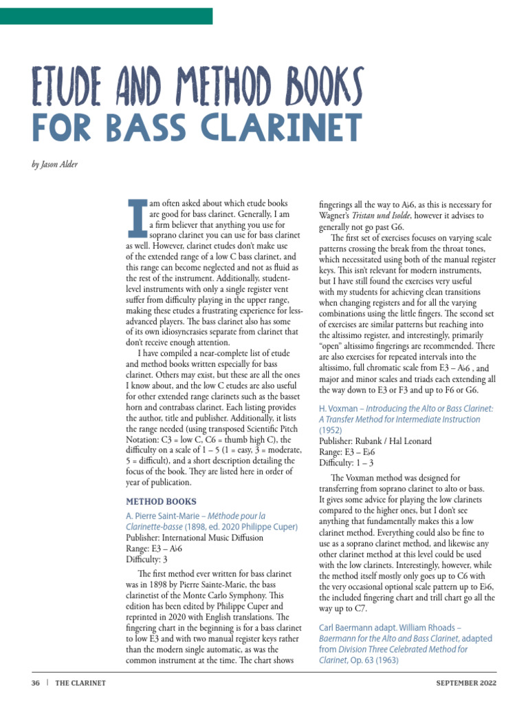 Etude and Method Books For Bass Clarinet | PDF