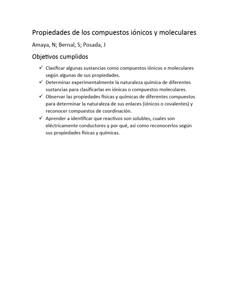Propiedades de Compuestos Iónicos y Moleculares | PDF