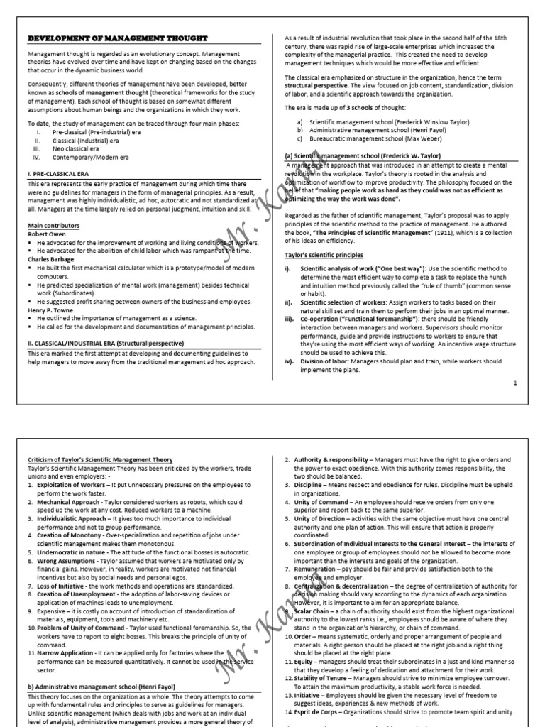 Development of Management Thought PDF i | PDF