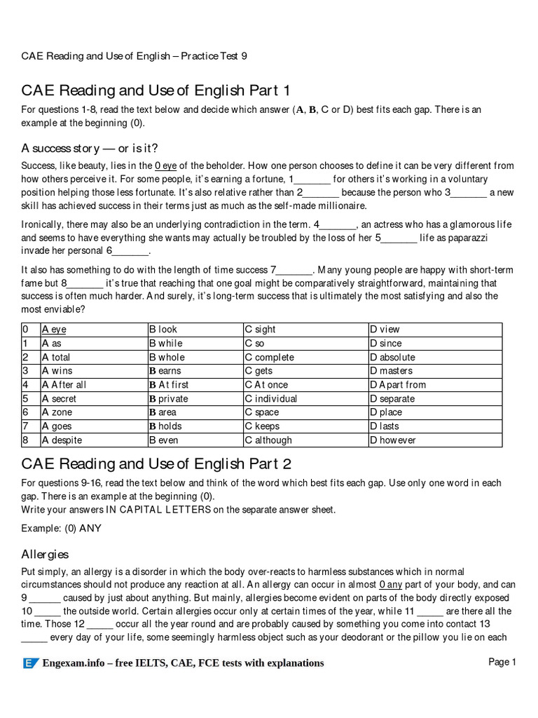 CAE Reading and Use of English Practice Test 9 Printable-Các Trang Đã ...