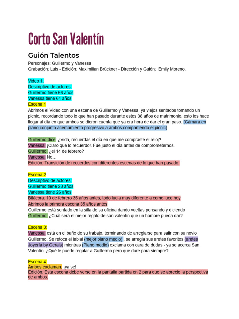 Guión Gerais - DIALOGOS | PDF | Amor