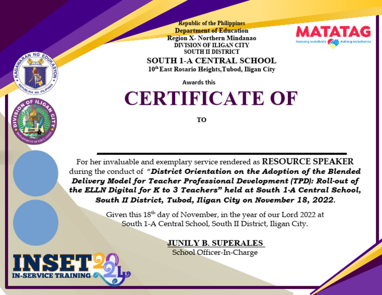 Inset 2024-Certificate | PDF