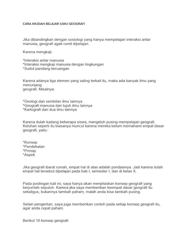 Cara Mudah Belajar Ilmu Geografi | PDF