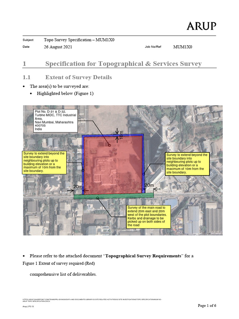 MUM1X0 - Arup Topo Specification | Download Free PDF | Surveying | Topography