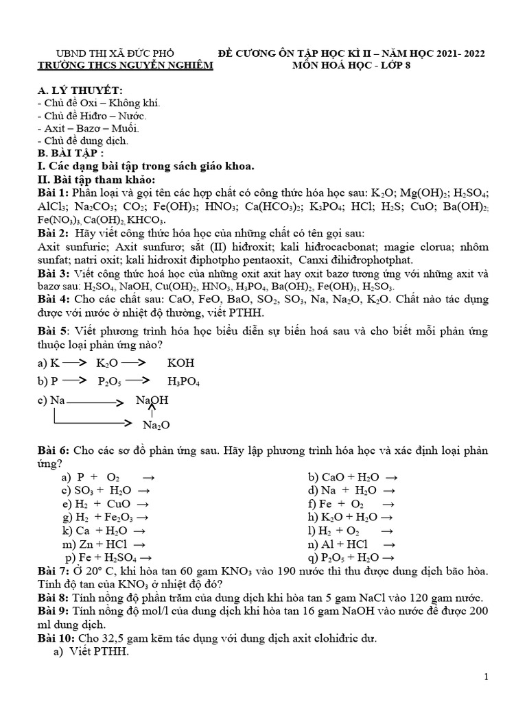 Đề cương ôn tập HKII | PDF