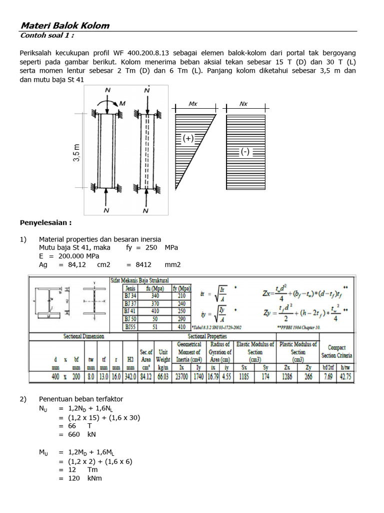 Contoh Soal 1 Balok Kolom-Mhs | PDF
