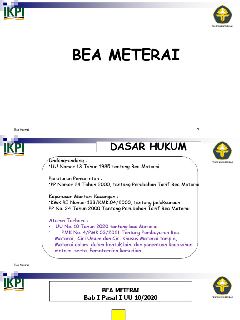 Panduan Lengkap Bea Meterai 2021 | PDF