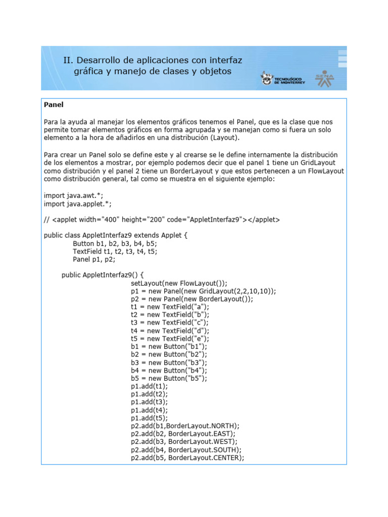 Uso de Paneles en Java Applets | PDF