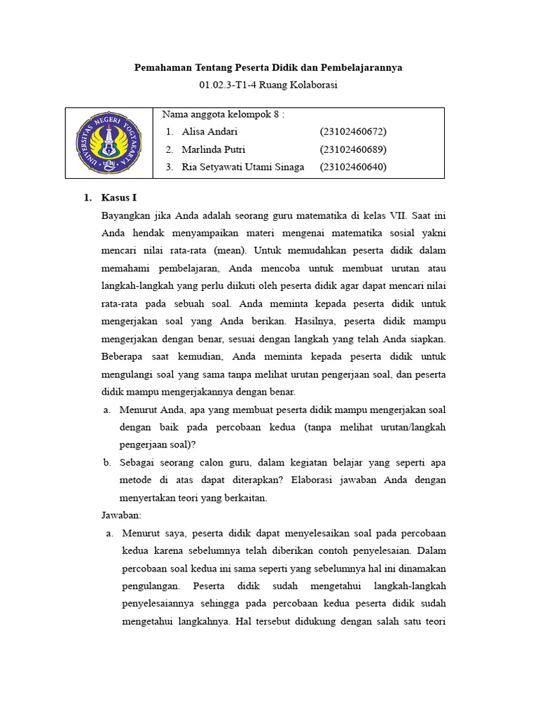 Topik 1. Ruang Kolaborasi - Pemahaman Peserta Didik Dan Pembelajarannya | PDF