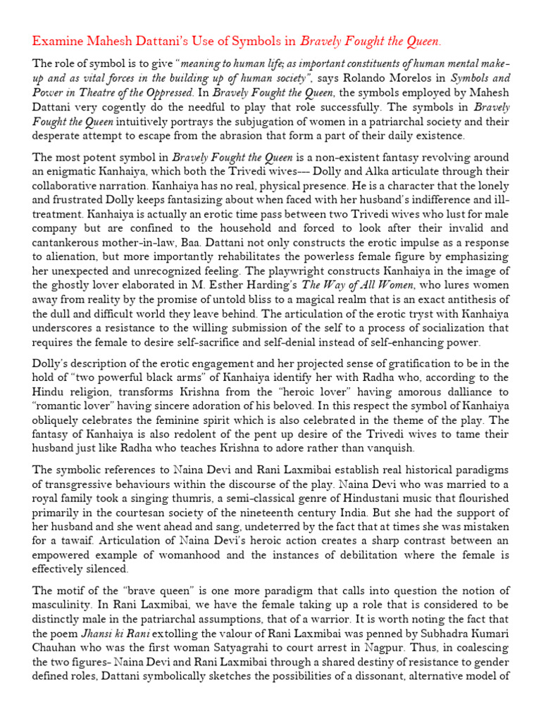 Bravely Fought The Queen - Symbols | PDF | Krishna | Hinduism