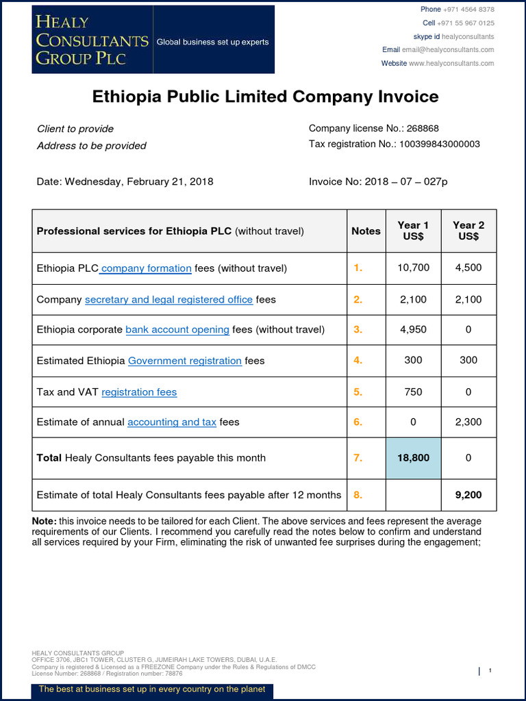 Draft Invoice Ethiopia PLC | PDF | Banks | Invoice