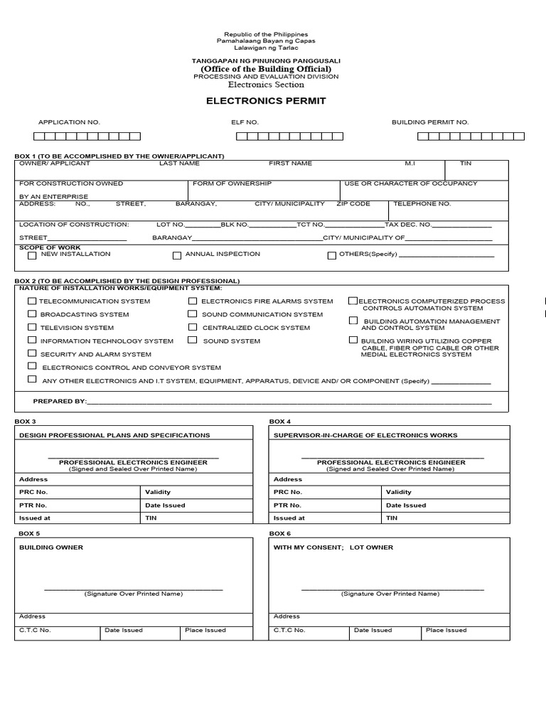 ELECTRONICS PERMIT FORM Front Back 3 Copies | PDF | Electronics | Electrical Engineering