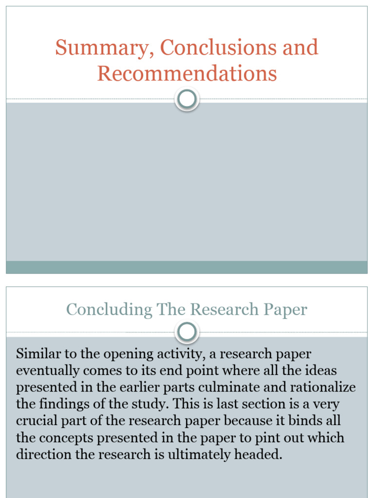 Summary, Conclusions and Recommendations | PDF | Cognition | Science
