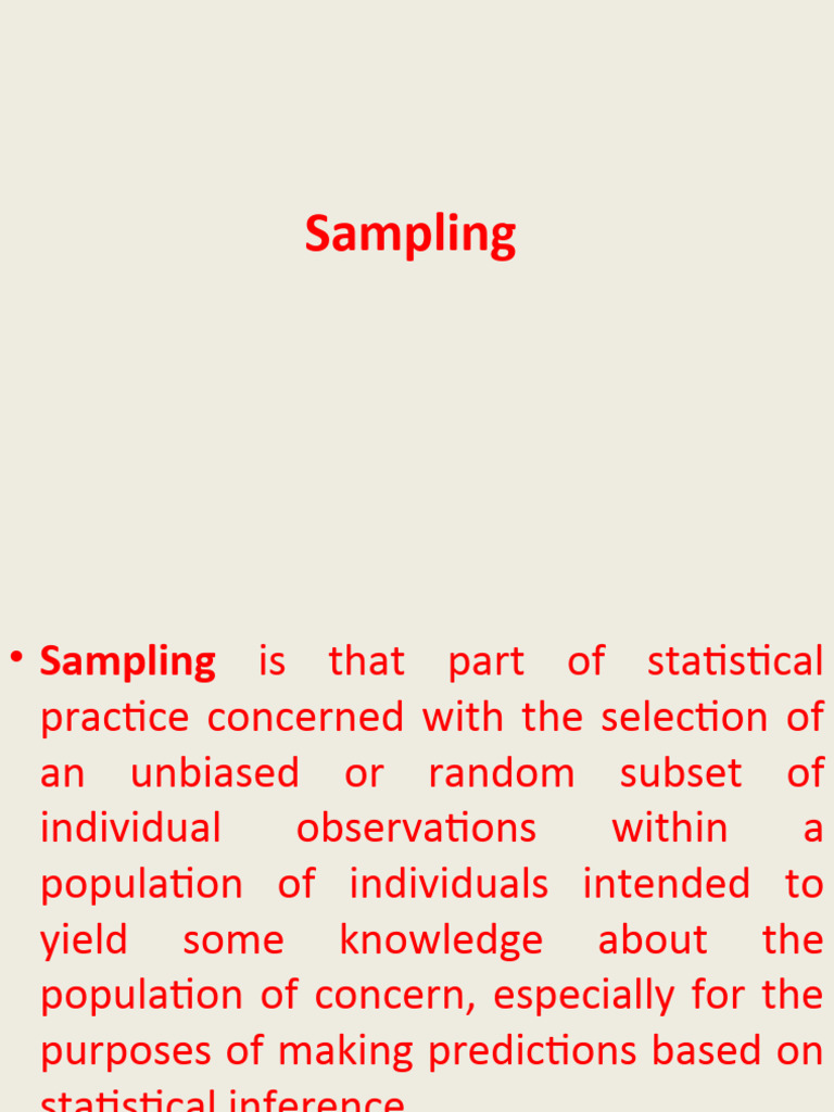 Lec. 7 Sampling | PDF | Sampling (Statistics) | Stratified Sampling