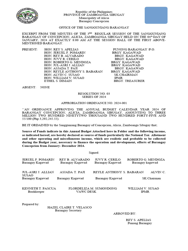 Ordinance Resolution 2024 Pdf Government Payments