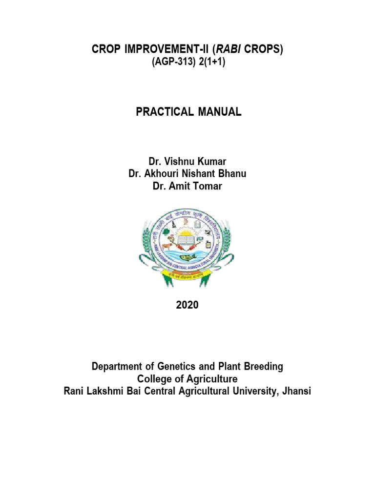 AGP-313 Crop Improvement - II Rabi Crops | PDF | Agriculture | Food And ...