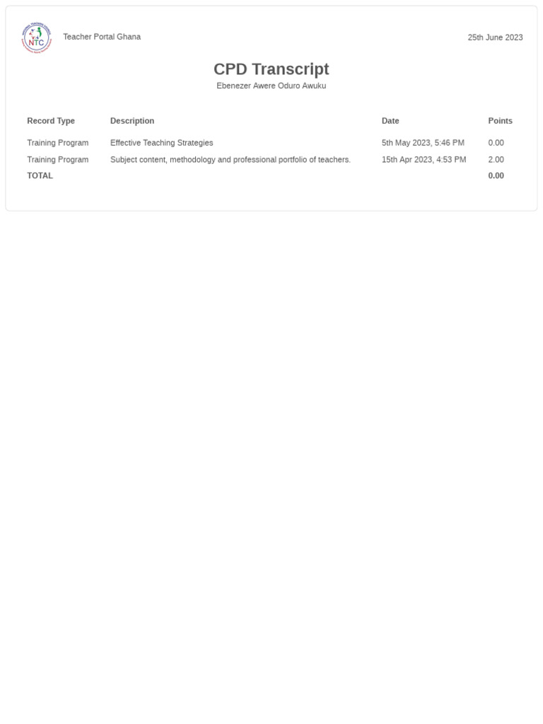 CPD Transcript | PDF