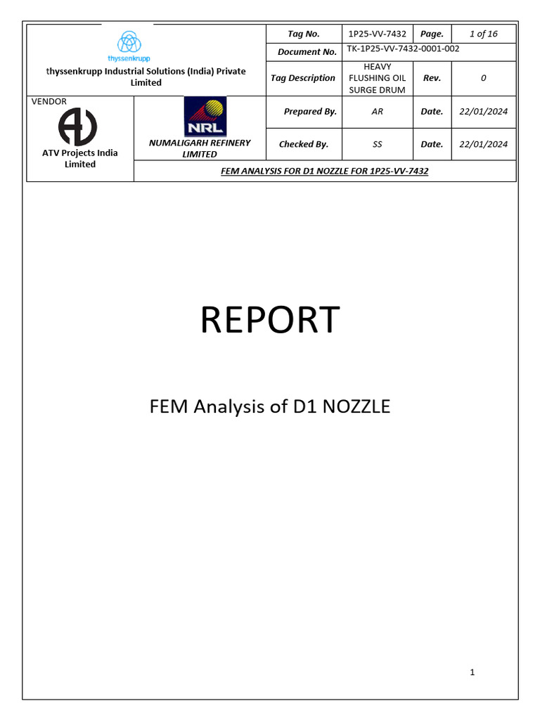 Nozzle D1 Fea Ansys | PDF