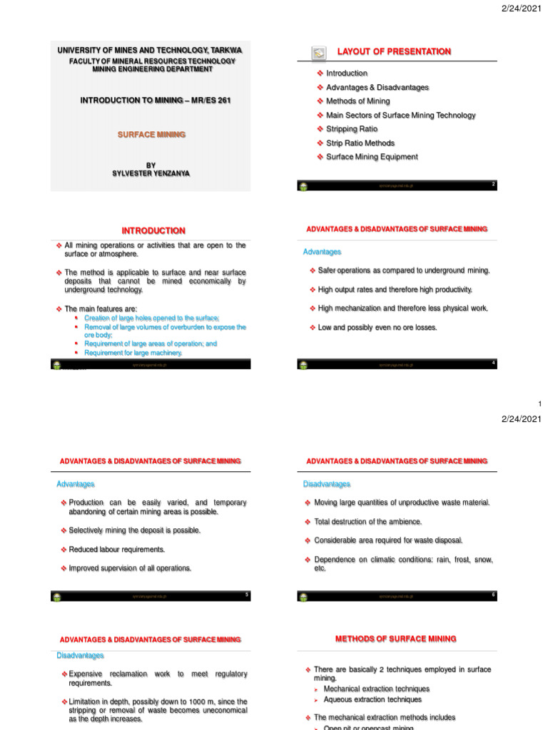 Surface Mining Course-Final ESMR | PDF | Mining | Coal Mining