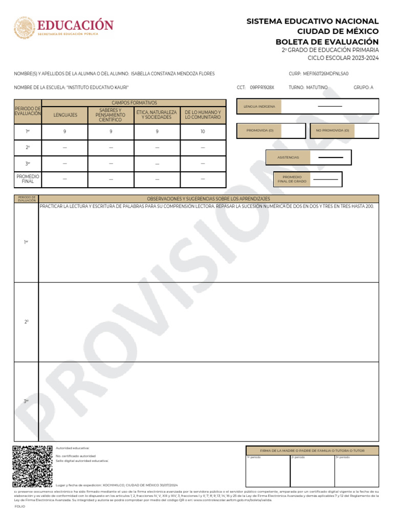 Boleta de Evaluación Primaria | PDF | Comunicación humana