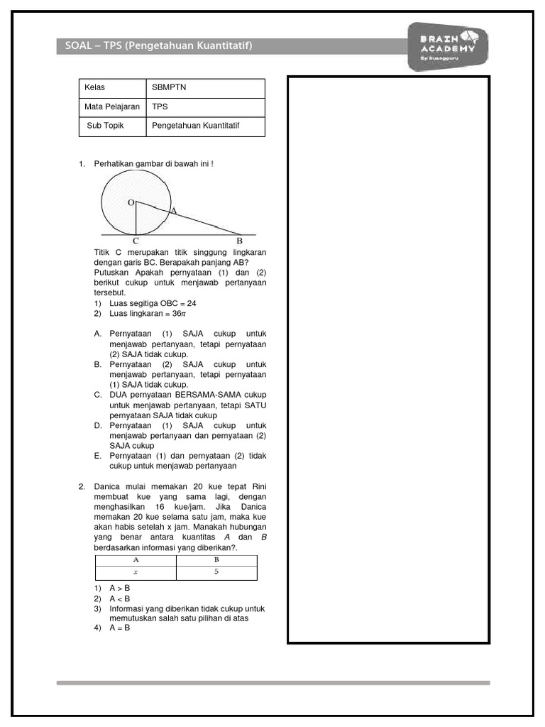 Soal TPK Mandiri Pertemuan 1 | PDF
