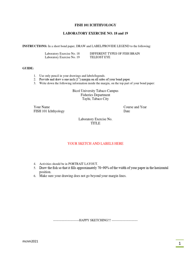 Fish 101 Lab Exercise 18 19 | PDF
