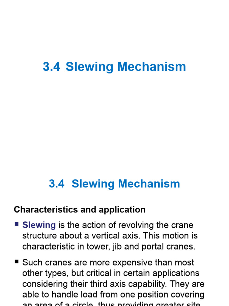Slewing Mechanism 5th Lecture | PDF | Electric Motor | Bearing (Mechanical)