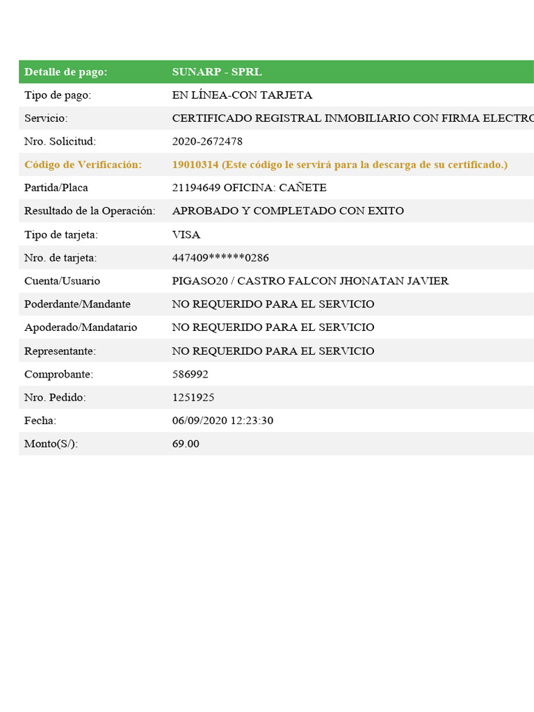 Detalle de Pago Sunar | PDF