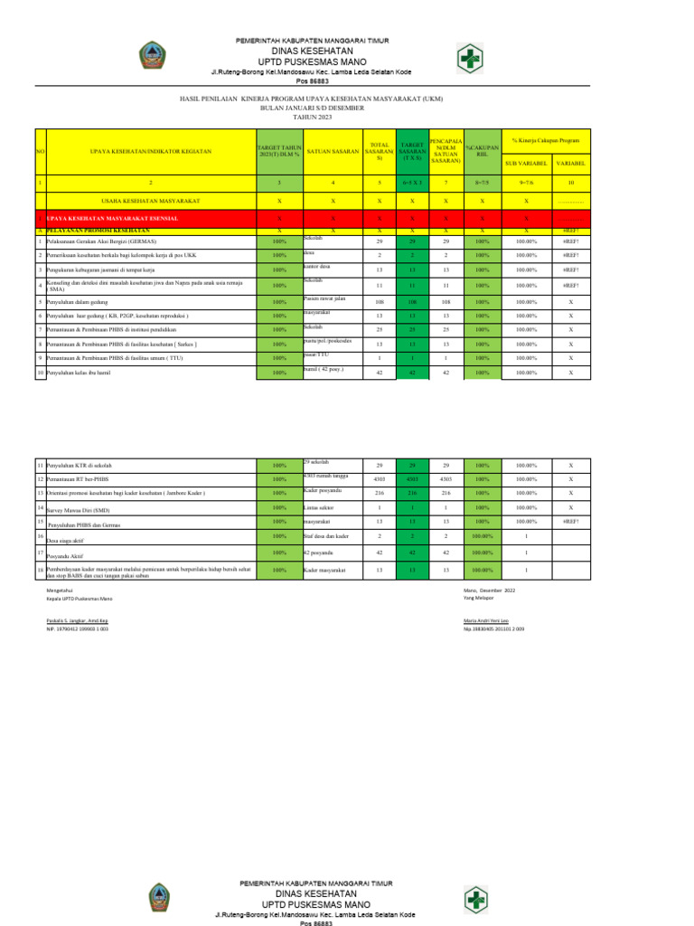 Form Indikator Kinerja Promkes | PDF