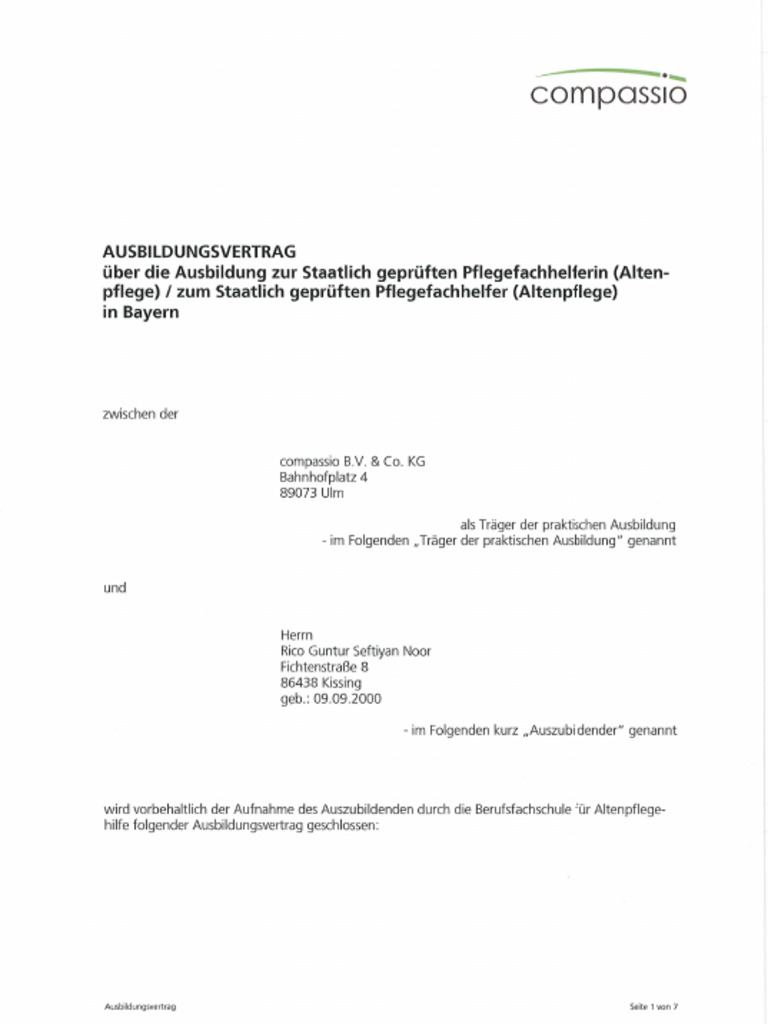 Ausbildungsvertrag | PDF
