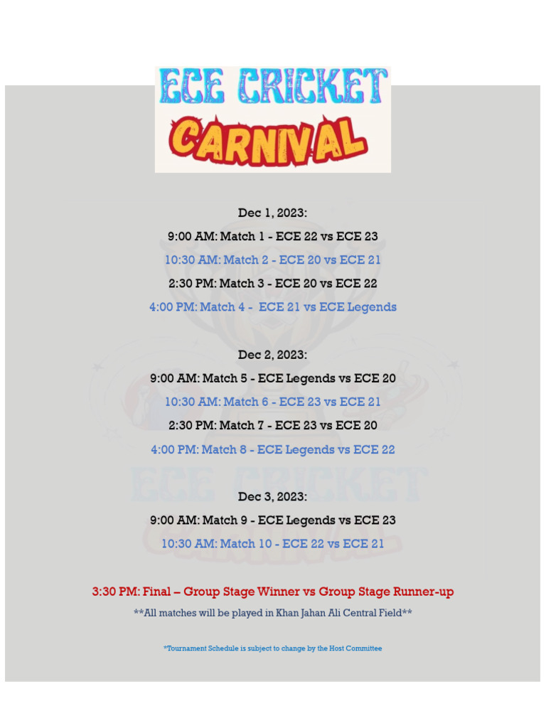 ECECC Schedule | PDF