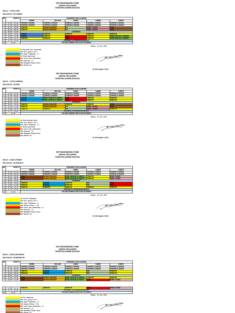 Jadwal Mapel 2023-2024 Fix | PDF