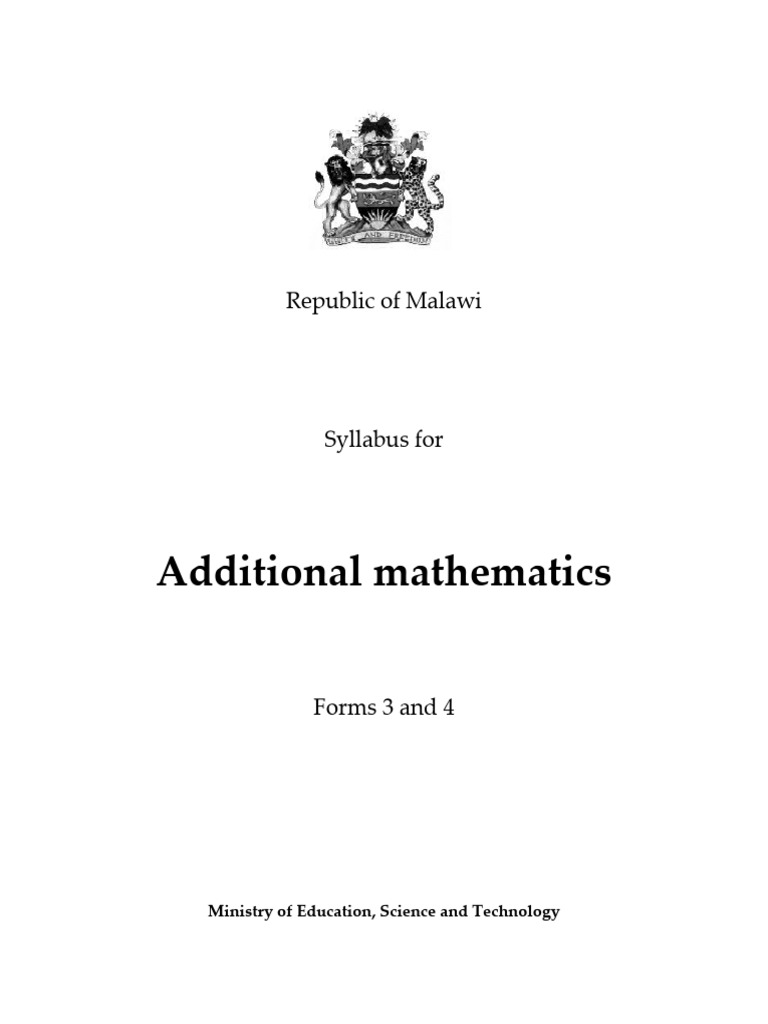Additional Maths Syllabus Forms 3-4 | PDF | Trigonometric Functions ...