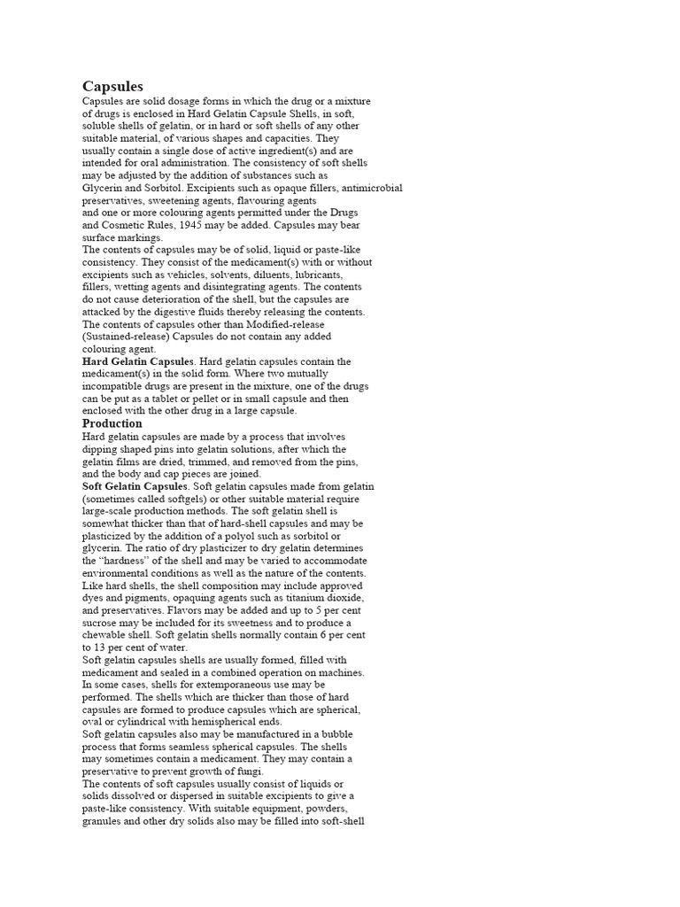 Capsules | PDF | Chemistry | Chemical Substances