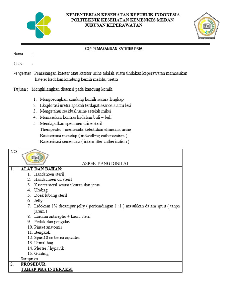 Sop Pemasangan Kateter Pria Kresensia | PDF
