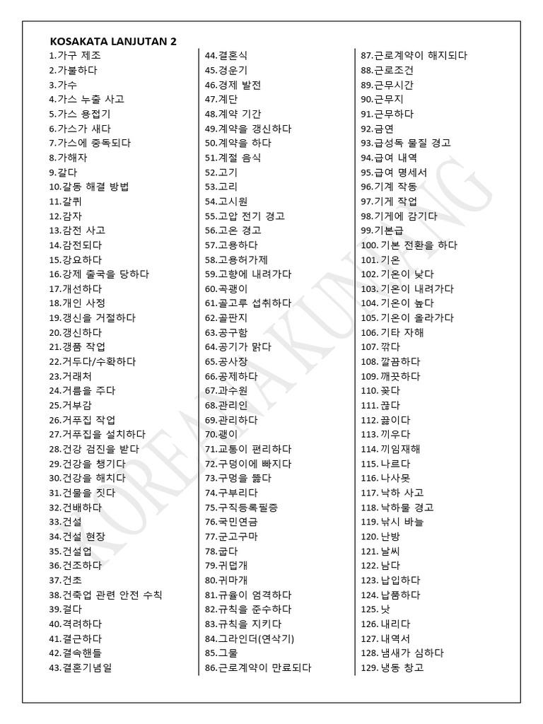 Kosakata Ebook 2 HRDK Blank | PDF