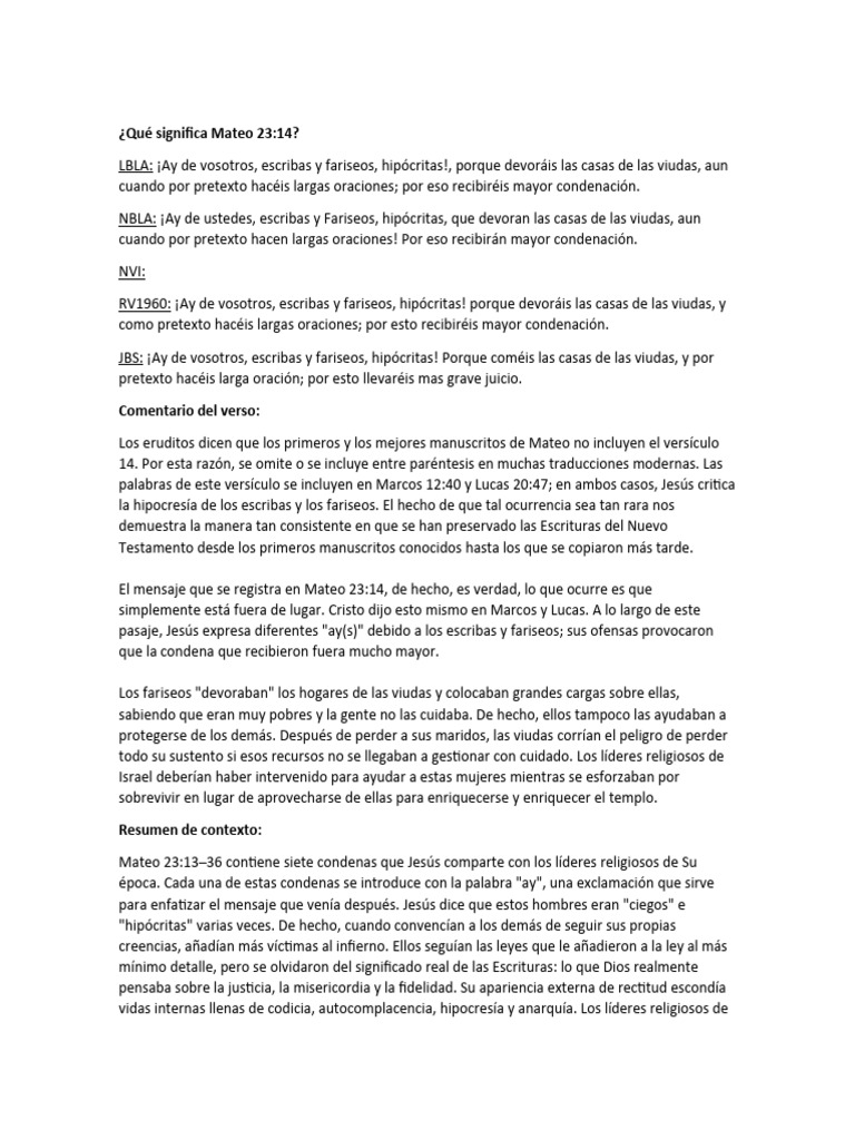 Qué Significa Mateo 23 | PDF | Evangelio de Mateo | Jesús